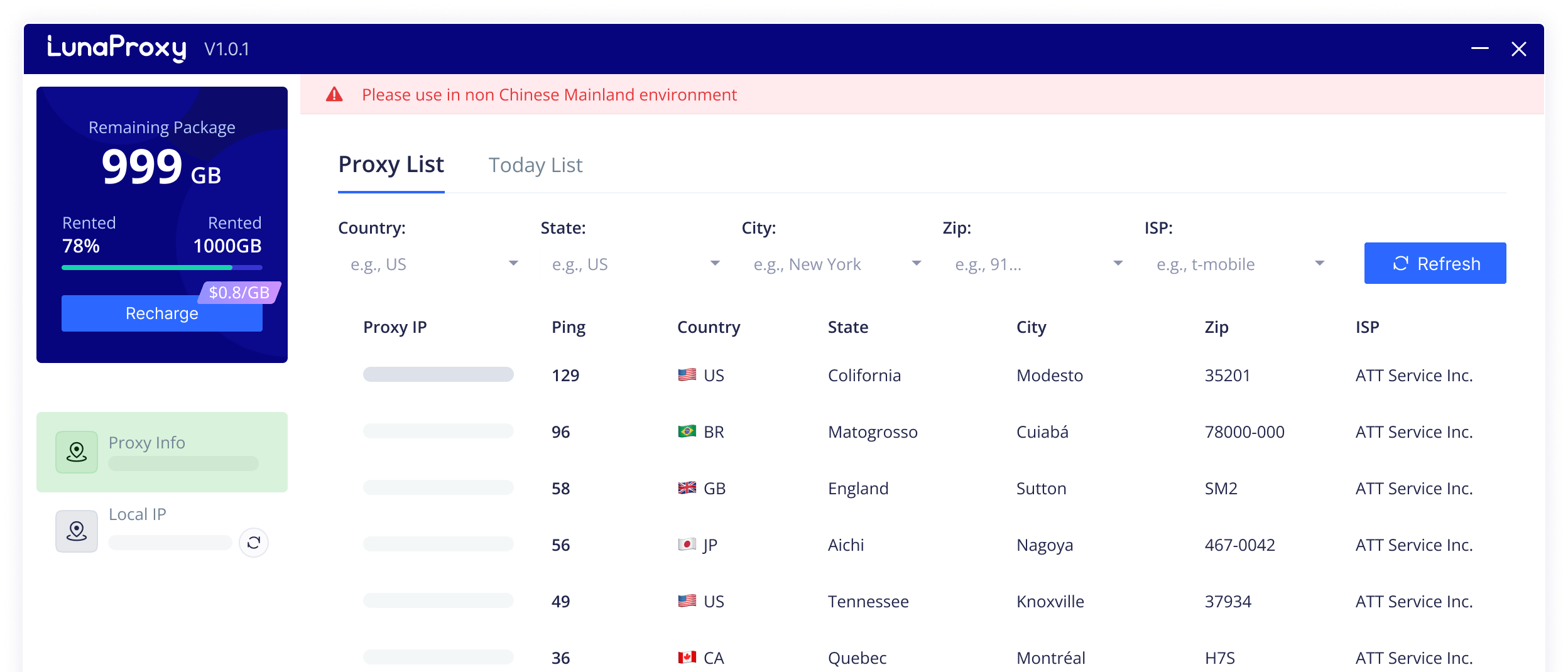 Luna S5 Proxy - Low-Risk Fingerprint Browser Socks5 Proxy&Web proxy